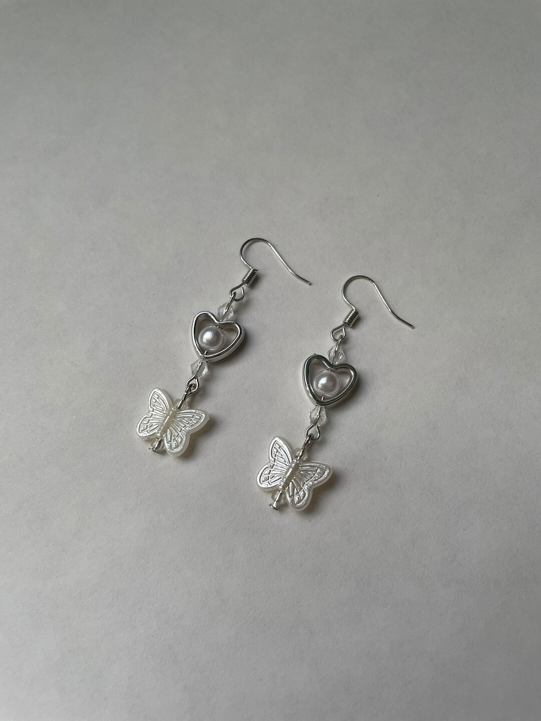 Pearl Butterfly Earrings, Fairycore Earrings, Y2k Earrings, Korean ...