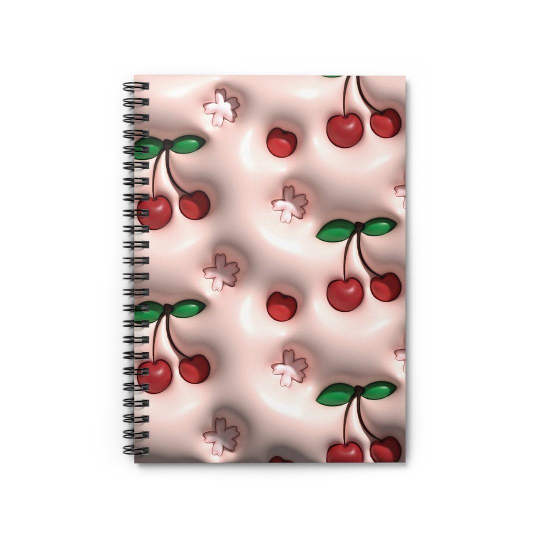 3D Notebook, Y2k Fruit Cherry Floral Stationary, Pink Red Inflated ...