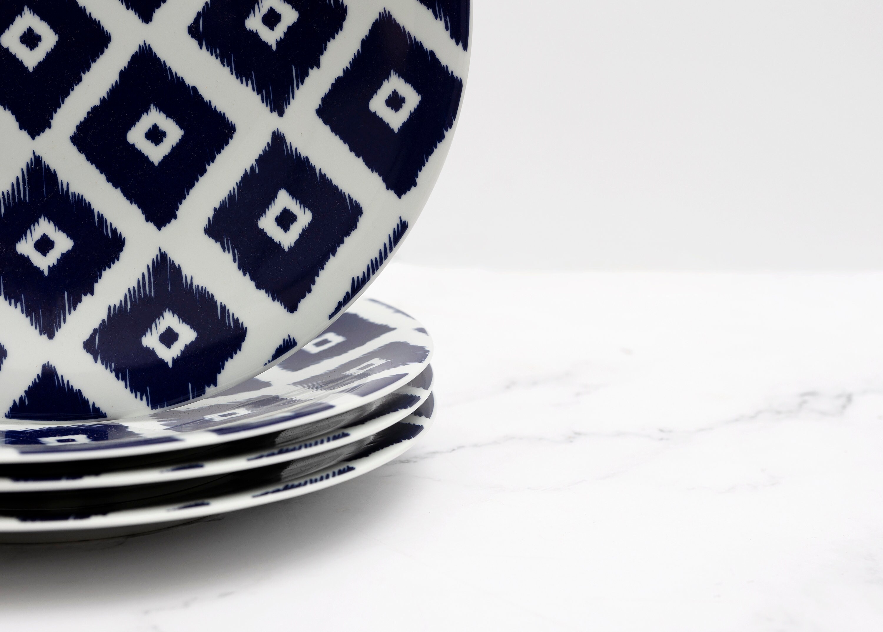 12 Piece Porcelain Dinnerware Set Blue Mediterranean Pattern - Etsy