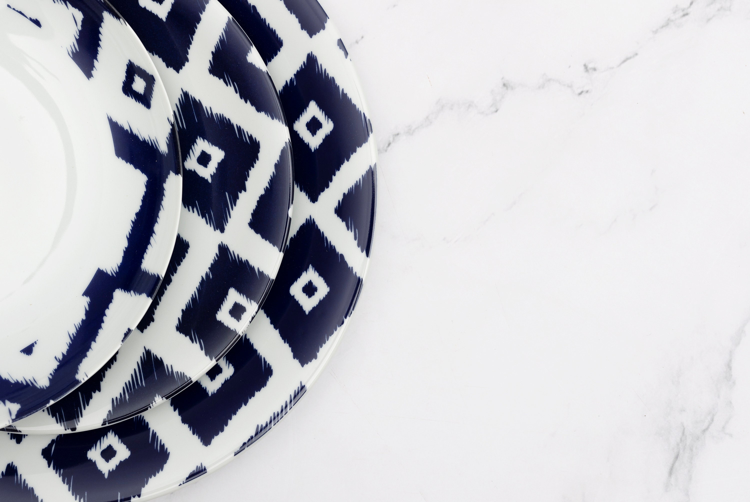 12 Piece Porcelain Dinnerware Set Blue Mediterranean Pattern - Etsy