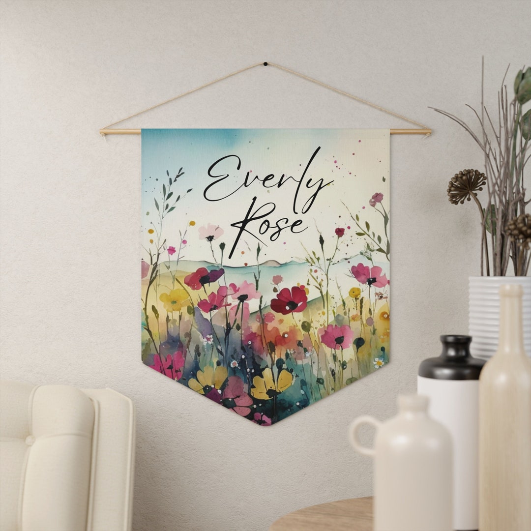 Personalized Name Pennant Wildflower Nursery Flower Theme Kids Room ...
