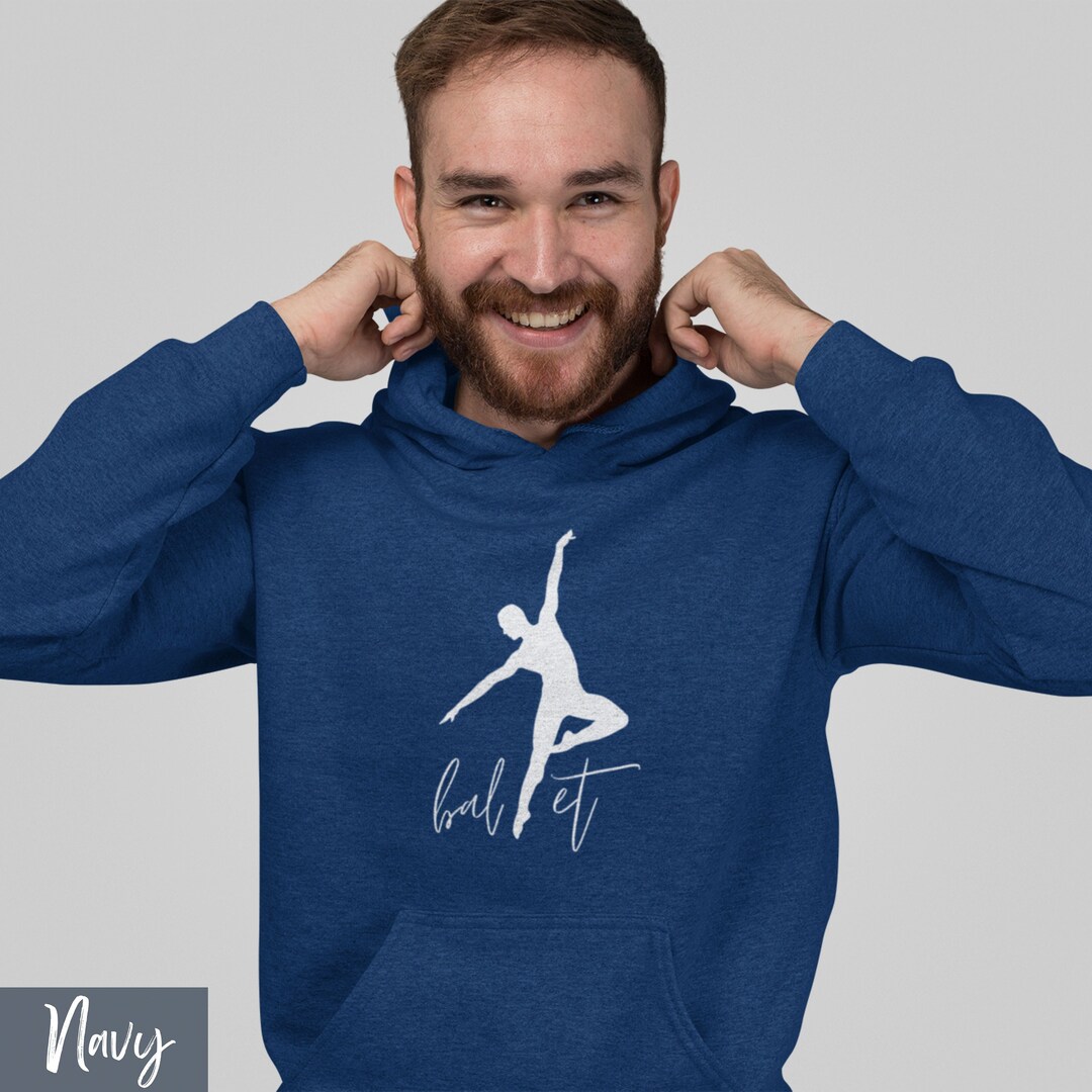 Mens Ballet Hoodie Dancer Silhouette Sweatshirt Guys Ballet Warm up ...