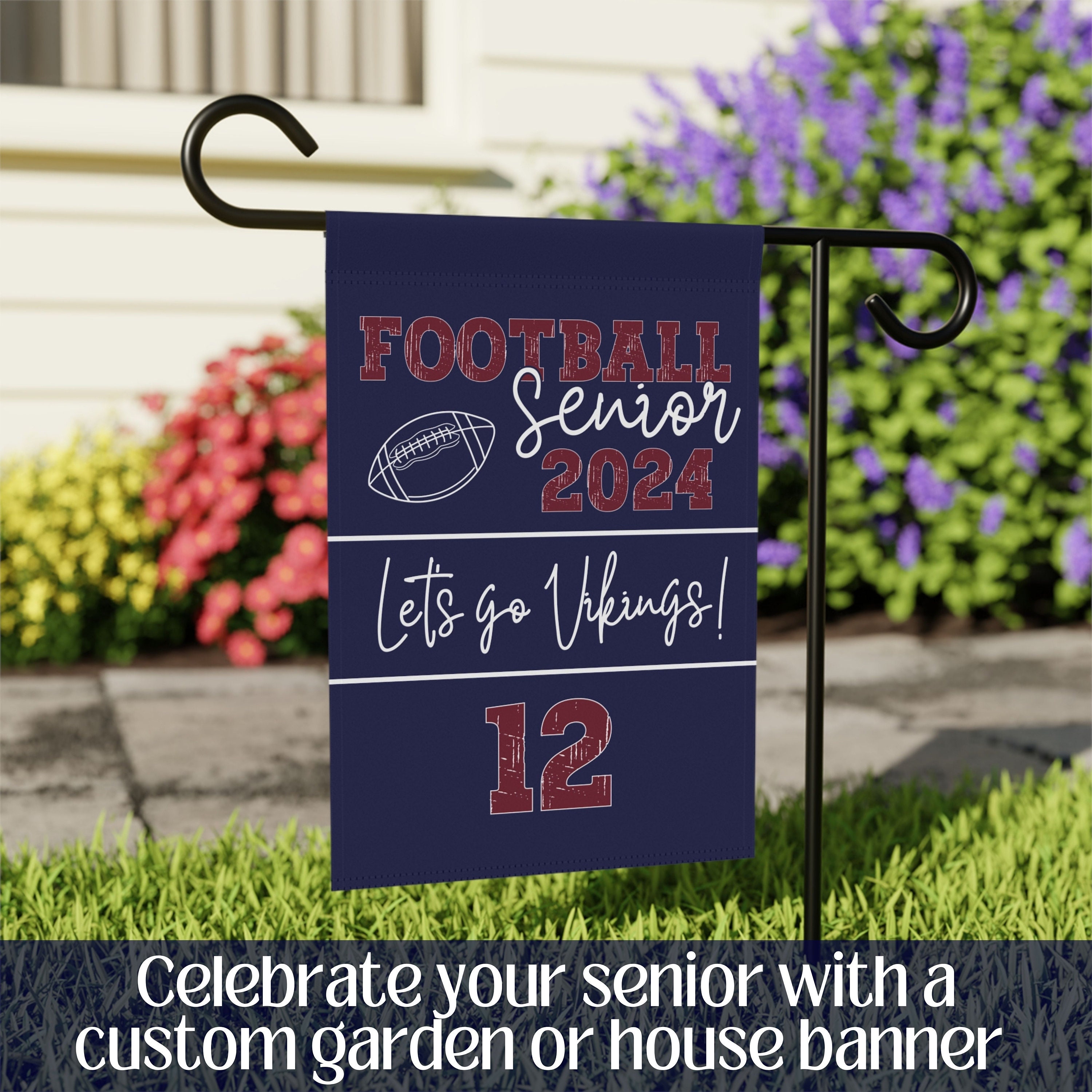 Custom Football Senior Flag, Class of 2026 Garden Flag, Personalized ...