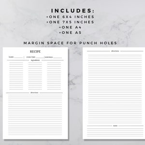 Recipe Card Printable Double Sided Minimal Design Instant Download 7 X ...