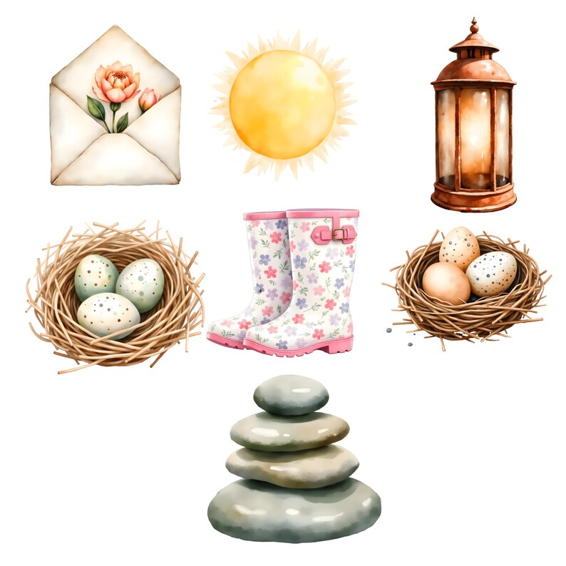 Birdhouse Garden Clipart Collection PNG - 65 Watercolor Garden Elements ...