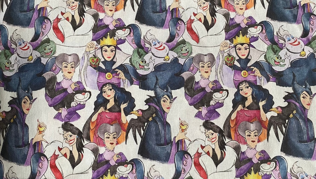 Disney Bösewichte Stoff 100% Baumwolle Massenware Maleficent Ursula ...