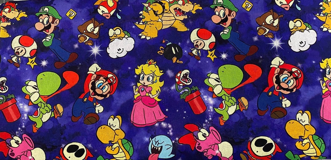 Mario Brothers Fabric 100% Cotton Fabric Fat Quarter Tumbler Cut ...