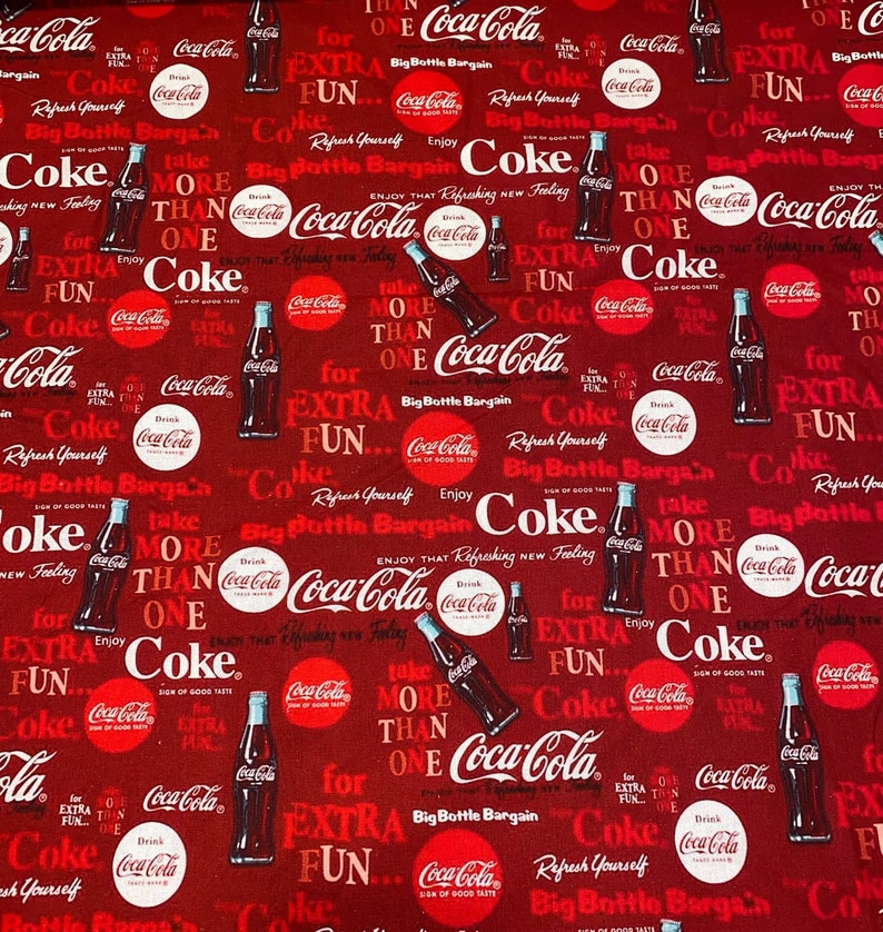Coke Fabric 100% Cotton Fabric by the Yard Coca-cola Fabric - Etsy