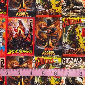 Godzilla Fabric 100% Cotton Fabric by the Yard Superhero Comic Dinosaur ...