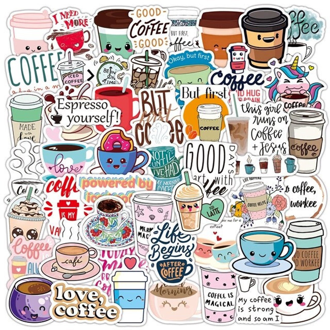 Coffee Lovers Stickers Pack | Water Resistant | Laptop Stickers | Water ...