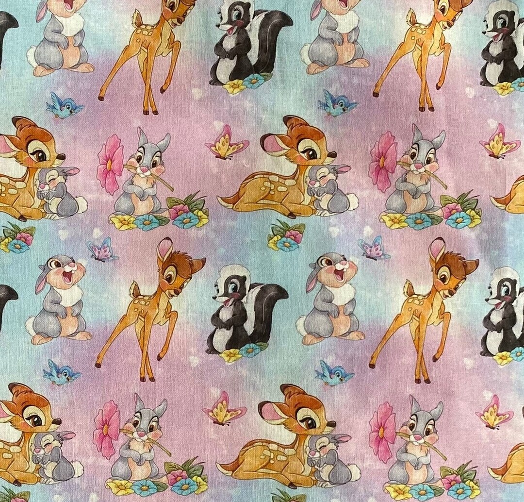 Disney Bambi Fabric 100% Cotton Fabric by the Yard Cartoon Collage ...