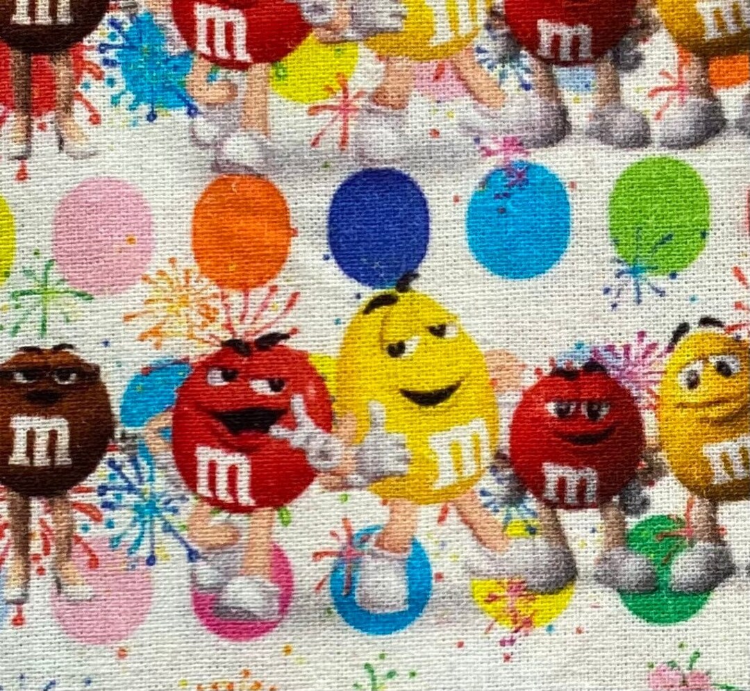 M&M Fabric Candy Collage 100% Cotton Fabric Fat Quarter Tumbler Cut ...