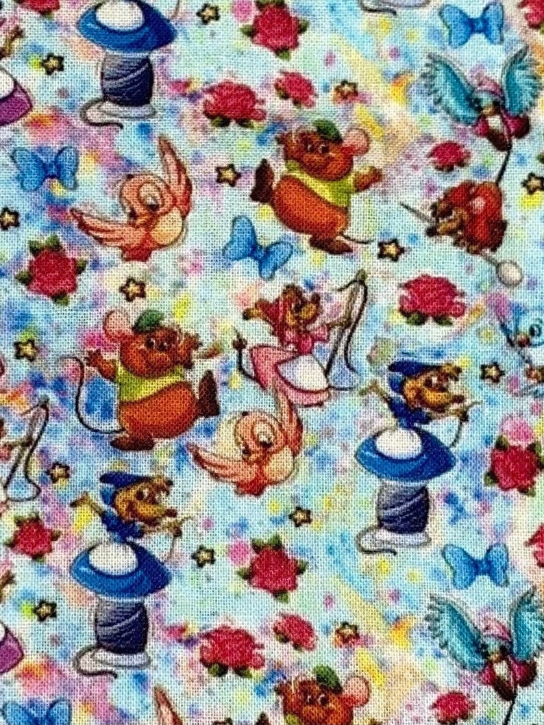 18" X 10" Remnant Cinderella Mice Collage 100% Cotton Fabric Disney ...