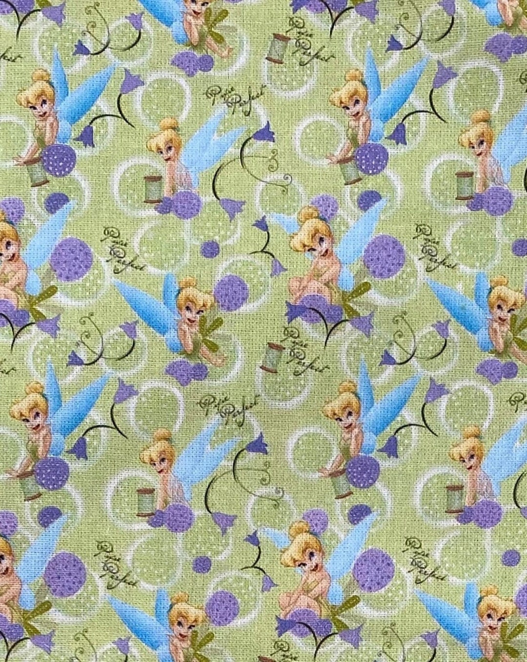 18x10 Tinkerbell Fabric Collage 100% Cotton Fabric Remnant Neverland ...
