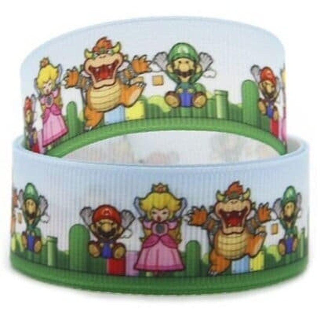 Super Mario Brothers Ribbon 1" & 1.5" High Quality Grosgrain Ribbon by ...