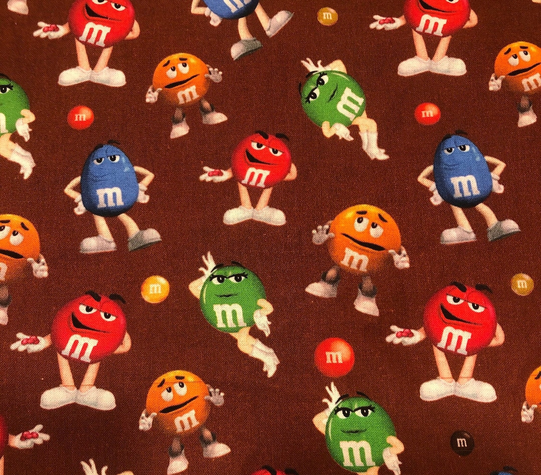 M&M Fabric 100% Cotton Fabric by the Yard Chocolate Candies Peanut Mars ...