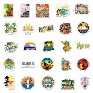 Hawaii Stickers Pack | Water Resistant Stickers | Tiki Luau Vacation ...