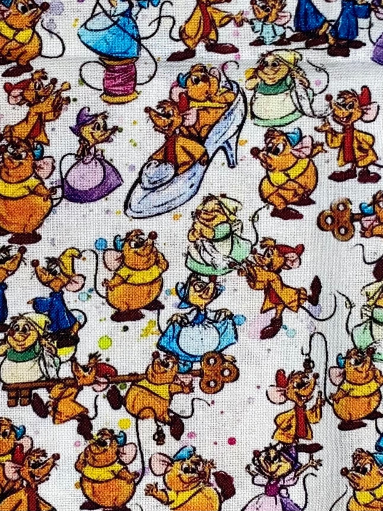 Disney Cinderella Mice Fabric 100% Cotton Fabric Fat Quarter Tumbler ...