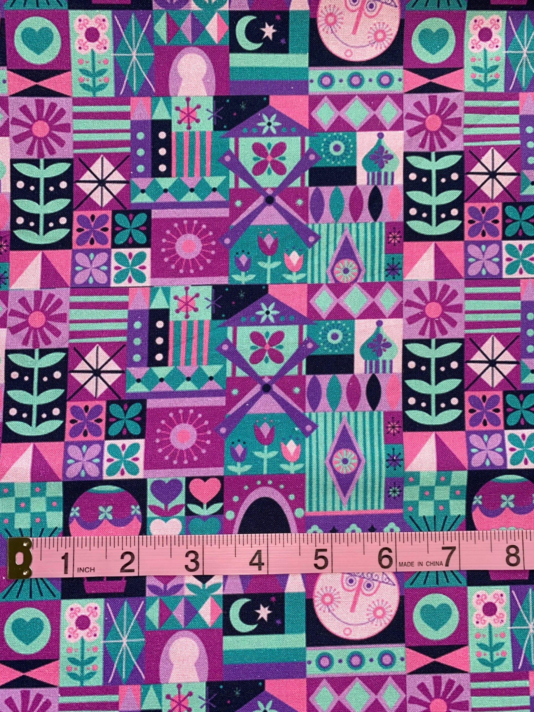 Its a Small World Fabric 100% Cotton Fabric Fat Quarter Tumbler Cut ...