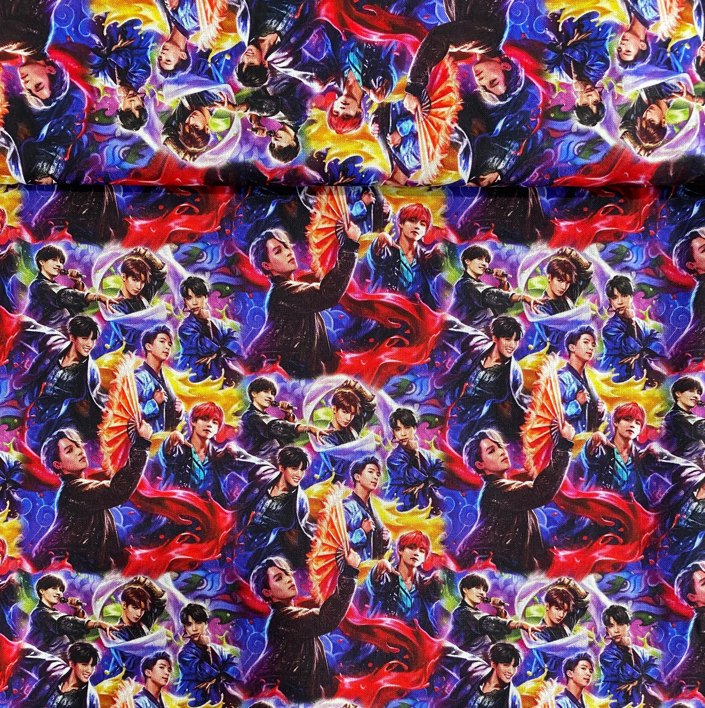 BTS Collage Fabric 100% Cotton Fabric Fat Quarter Tumbler Cut Bangtan ...