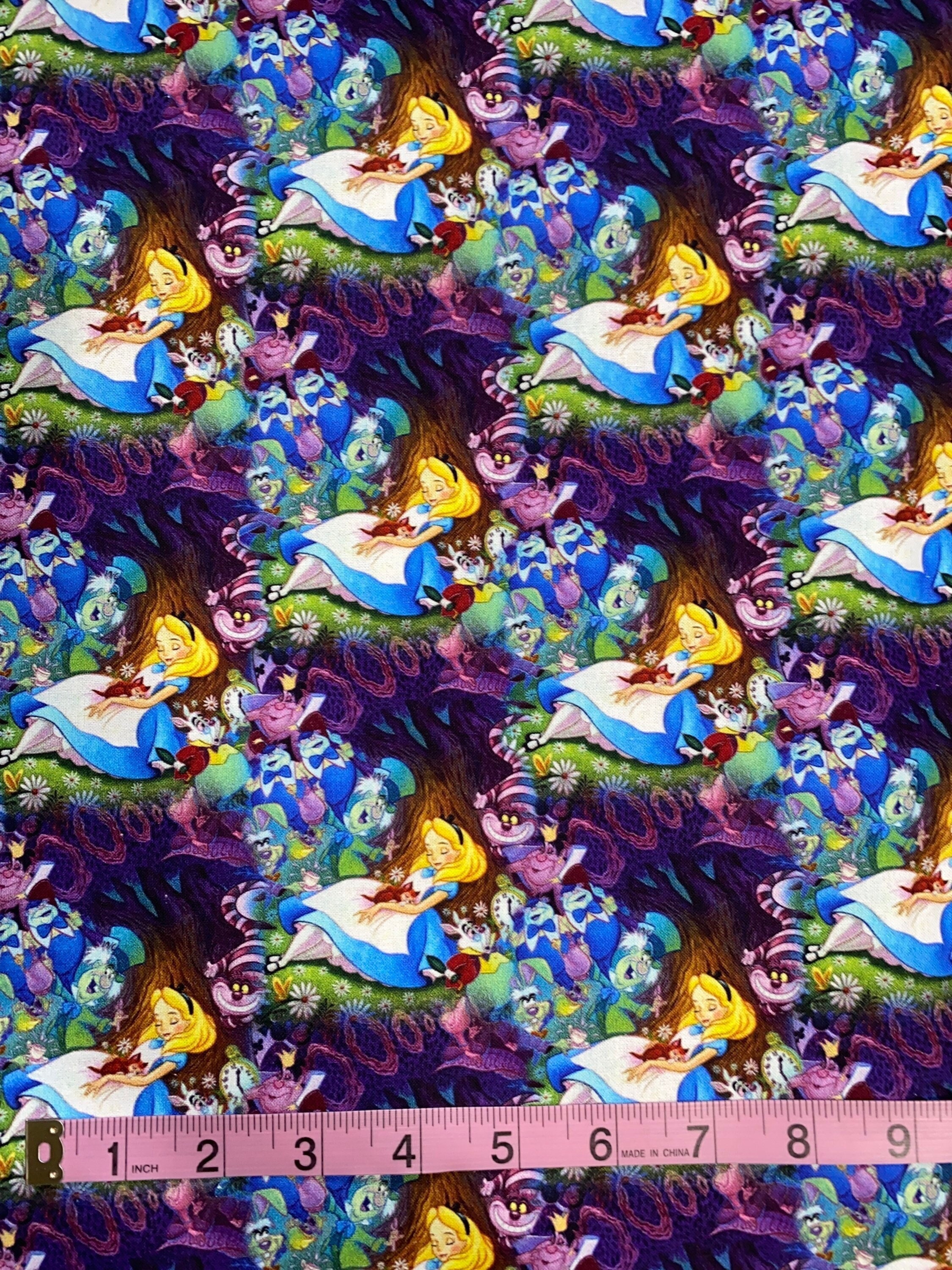 18 X 10 Remnant Alice in Wonderland Fabric Collage 100% Cotton Fabric ...