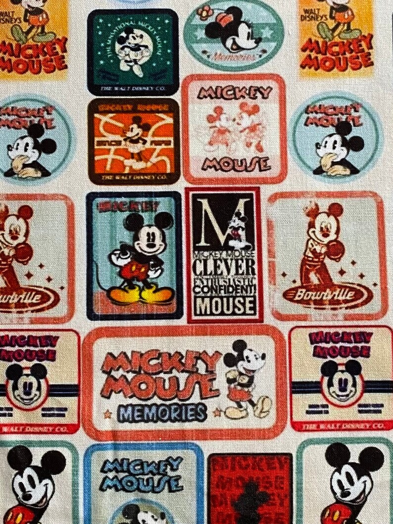Disney Classic Mickey Mouse Fabric 100% Cotton Fabric by the Yard ...