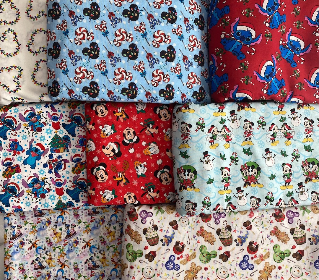Disney Christmas Fabric Bundle 100% Cotton Fabric Fat Quarters Mickey ...