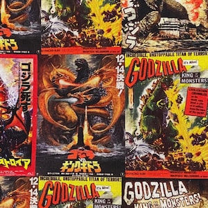 Godzilla Fabric 100% Cotton Fabric by the Yard Superhero Comic Dinosaur ...