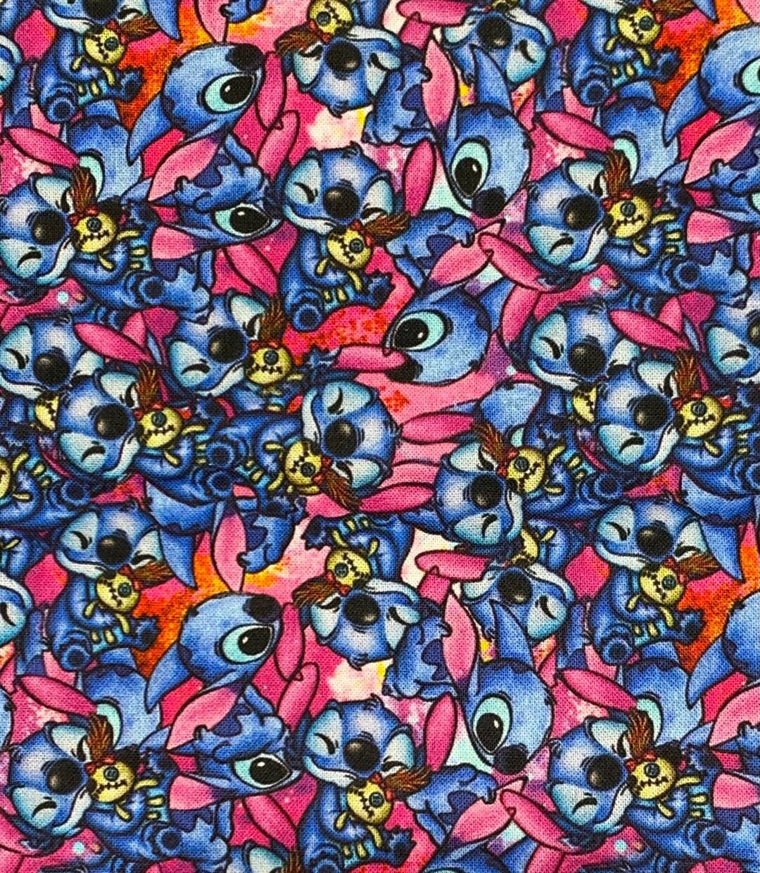 Disney Stitch and Scrump Fabric 100% Cotton Fabric Fat Quarter Tumbler ...