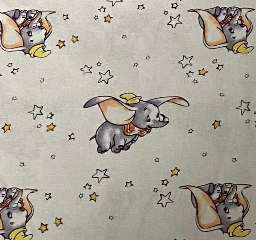 Disney Dumbo Fabric 100% Cotton Fabric Fat Quarter Tumbler Cut Cartoon ...