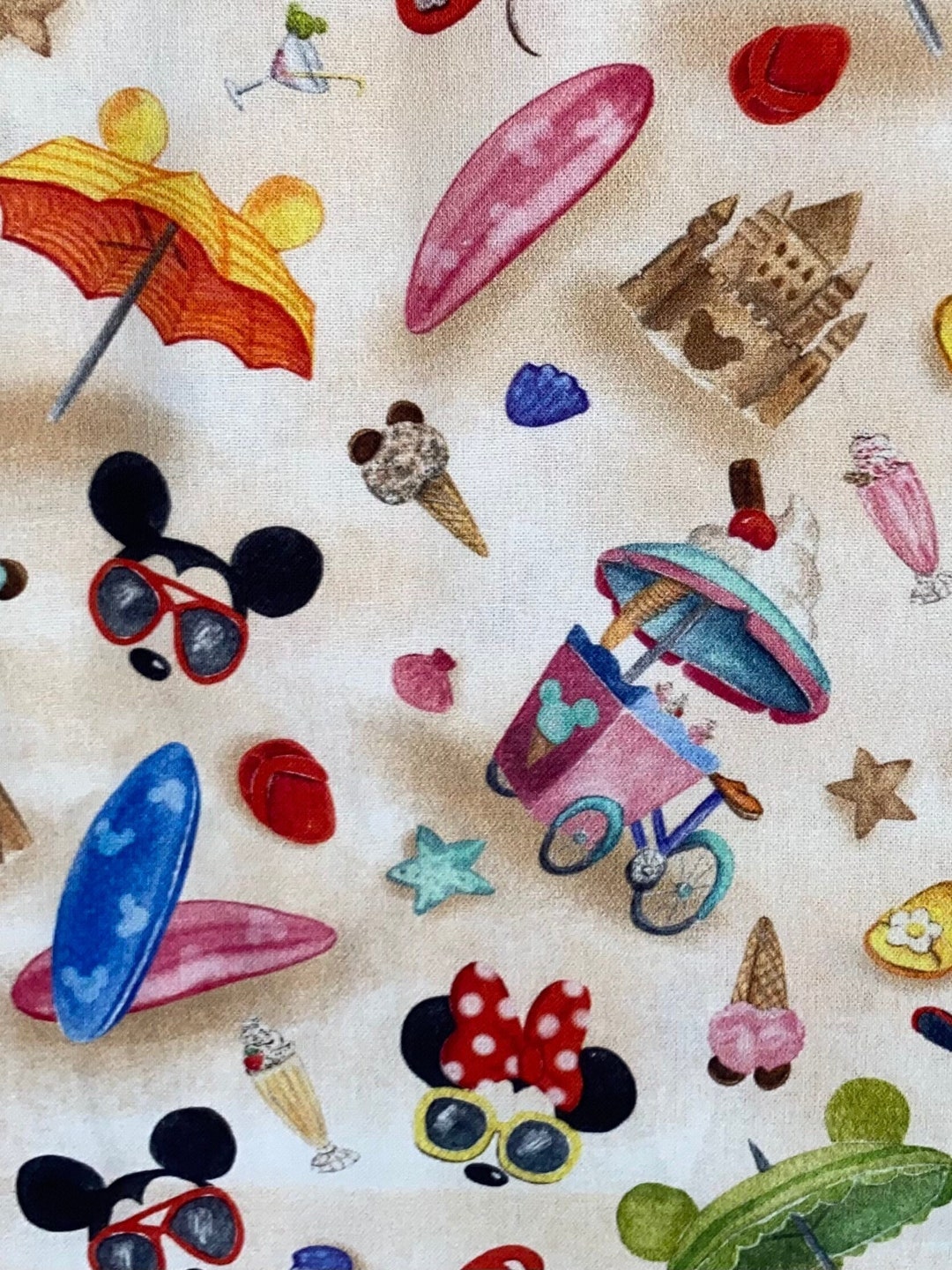 18x10" Disney Beach Fabric 100% Cotton Fabric Remnant Castaway Cay ...