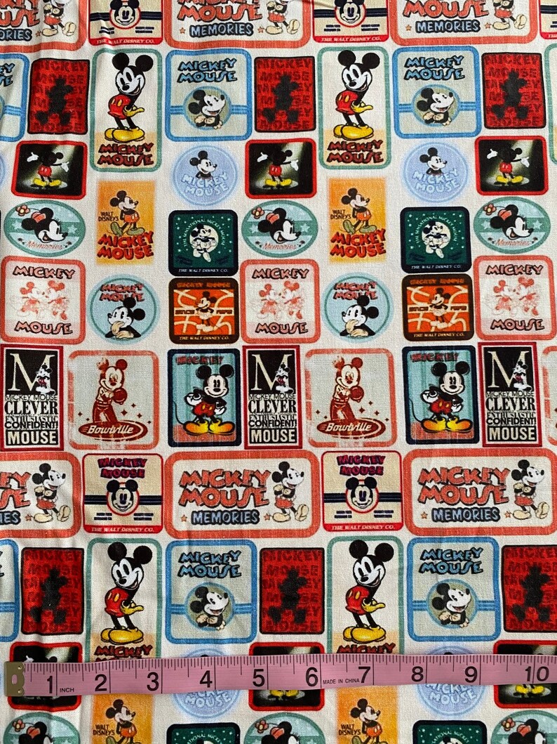 Disney Classic Mickey Mouse Fabric 100% Cotton Fabric Fat Quarter ...