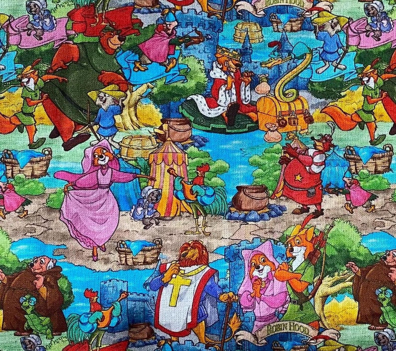 Disney Robin Hood Fabric 100% Cotton Fabric Fat Quarter Tumbler Cut ...