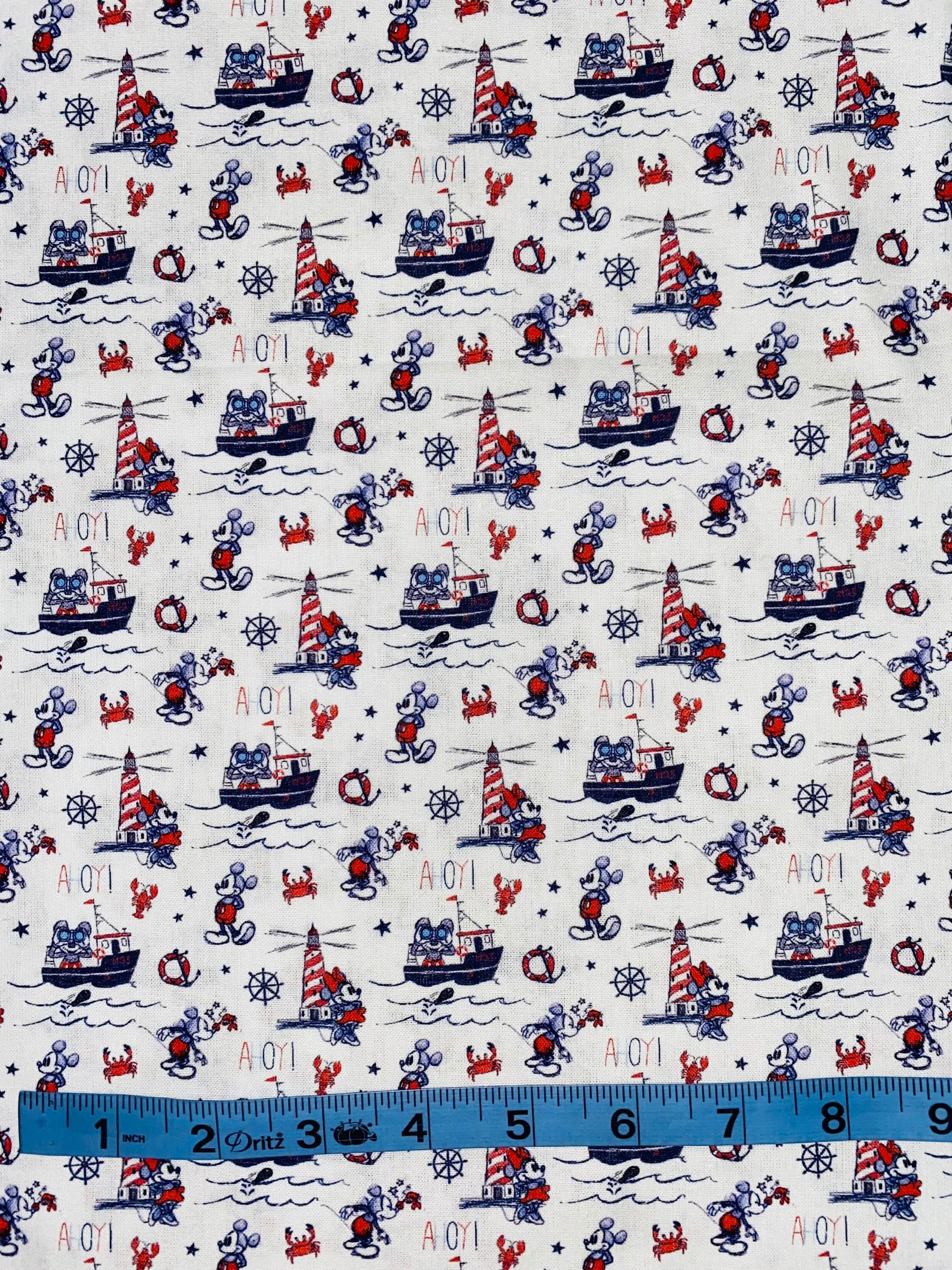 Disney Nautical Fabric 100% Cotton Fabric by the Yard Sailor Ahoy ...