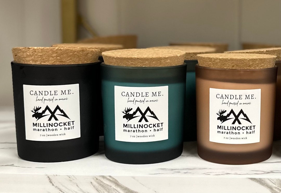 Millinocket Marathon | Wooden Wick | Coconut Soy | Personalized Candle ...
