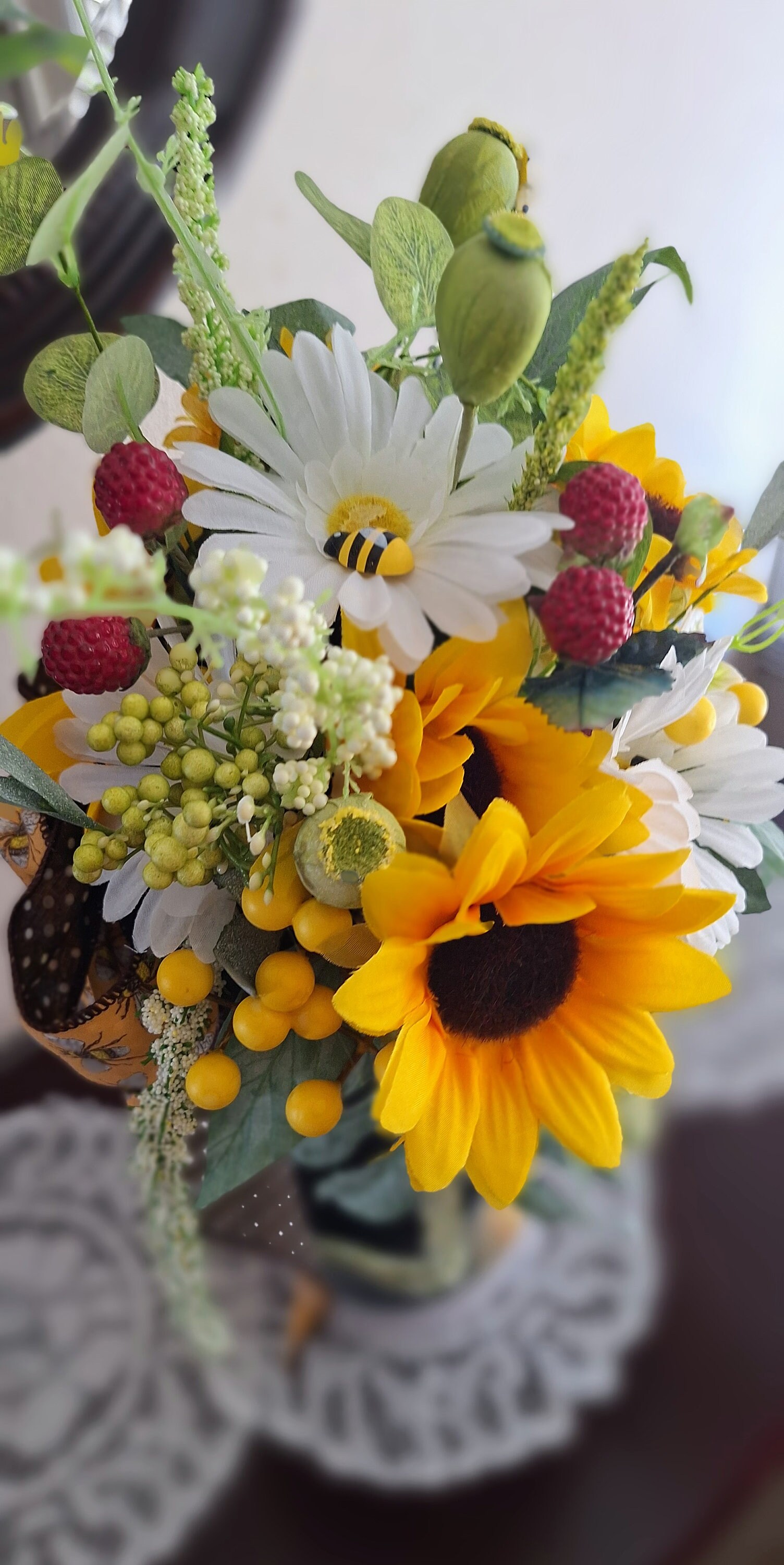 Bumblebee Pot Floral Arrangement, Whimsical Bee Florals, Bee Flower Pot ...