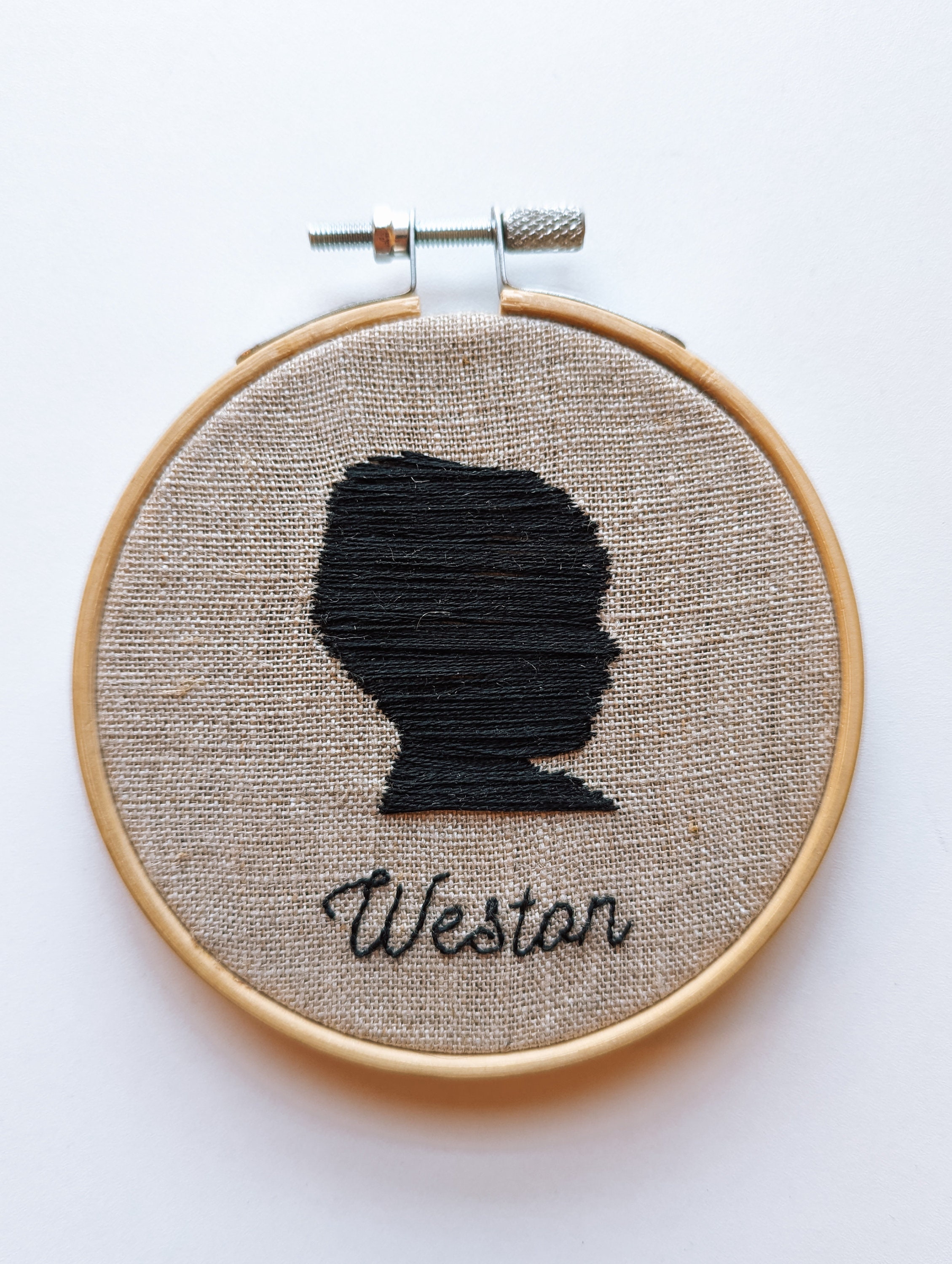 Hand Embroidered Side Profile Keepsake - Etsy