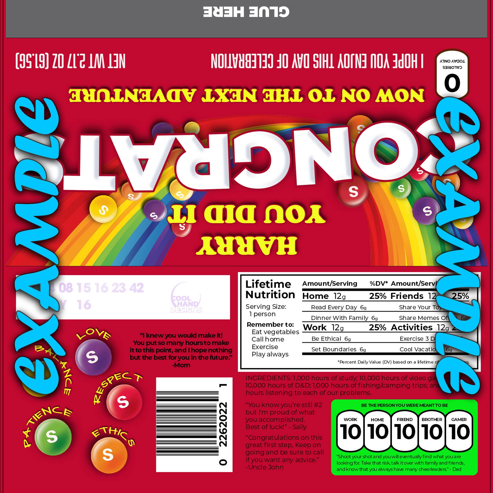 Custom Text Printable Candy Wrapper, Digital Design, Any Candy Bar You ...