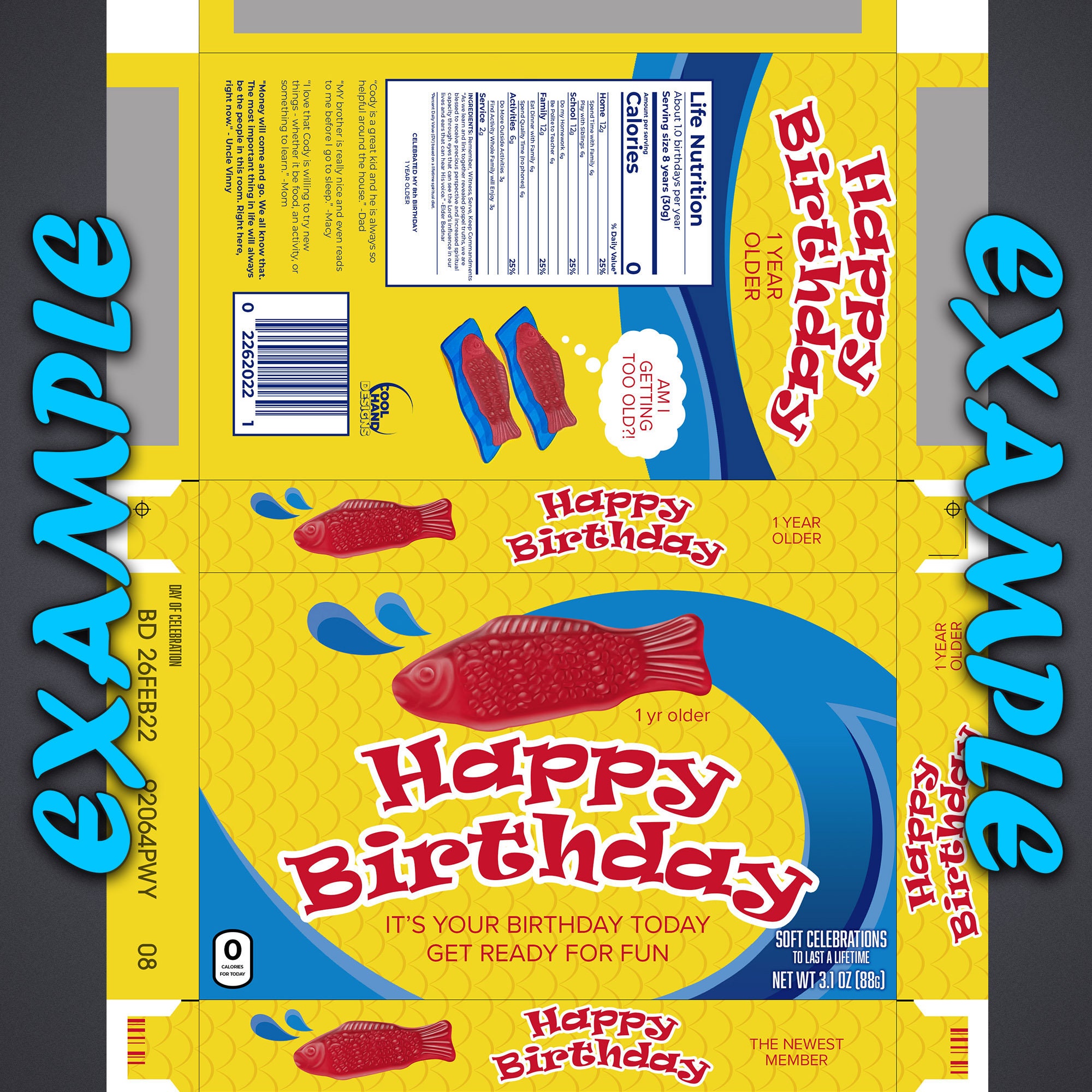 Custom Text Printable Candy Wrapper, Digital Design, Any Candy Bar You ...
