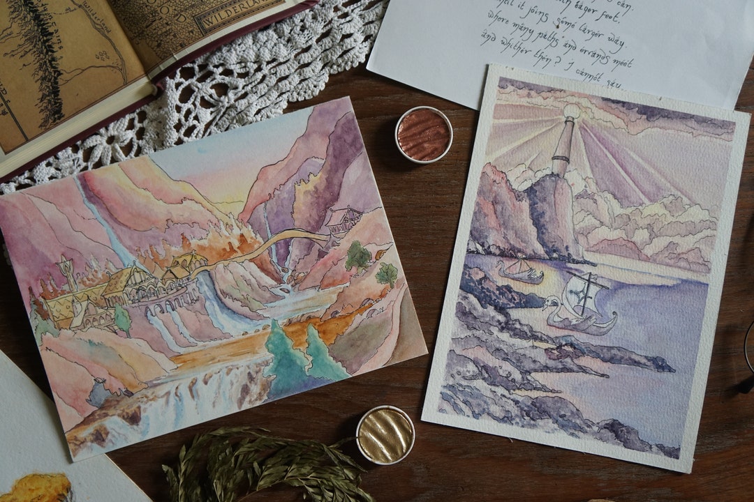 Visit Middle Earth Postcard Set Rivendell Landscape Fantasy Art Print ...