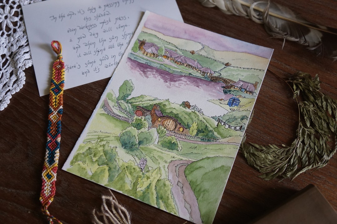 Seasons in the Shire Hobbit Fantasy Art Print Middle Earth Watercolor ...
