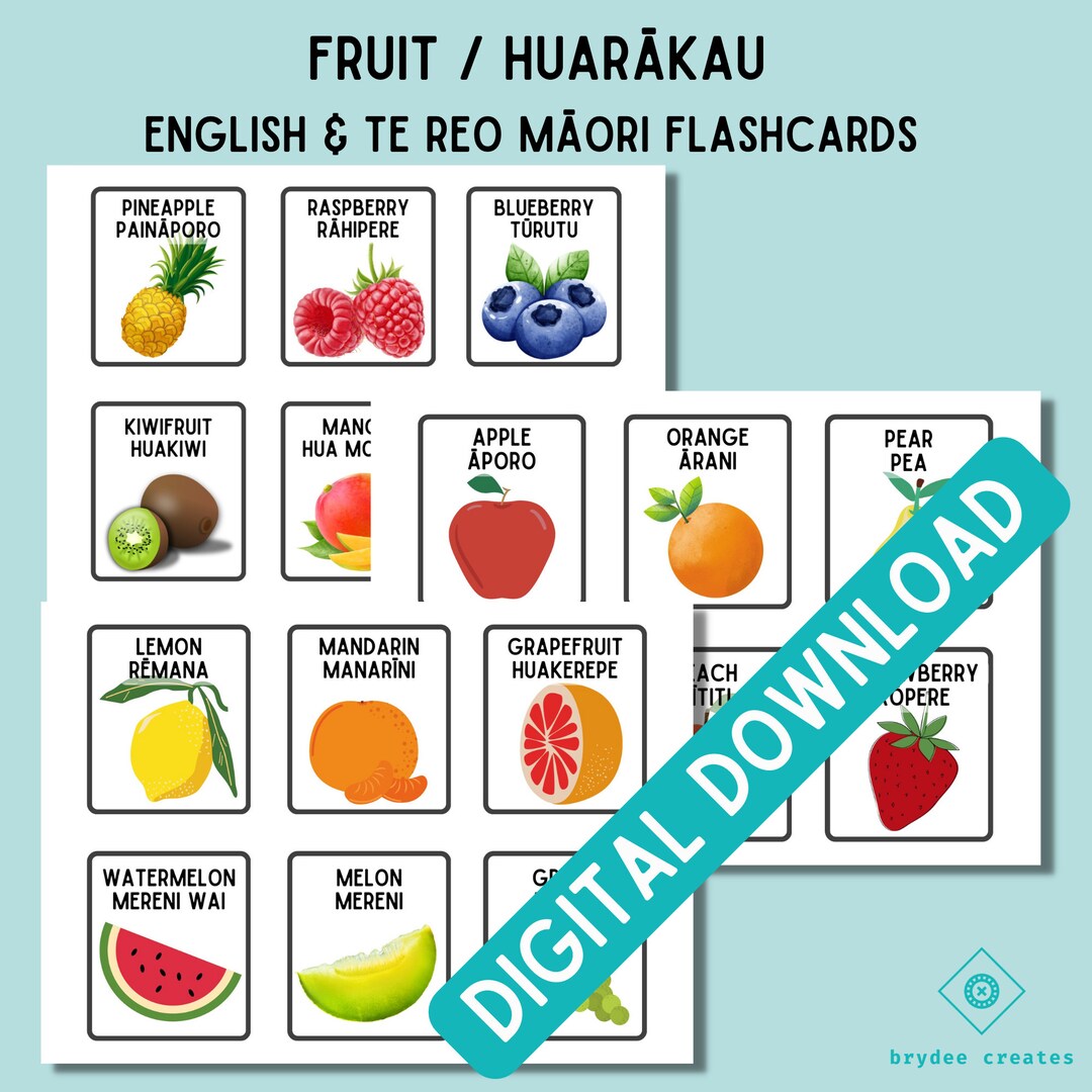 Fruit Huarākau Flashcards English Te Reo Māori - Etsy