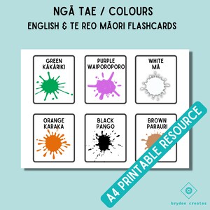 Colours Ngā Tae Flashcards English Te Reo Māori - Etsy