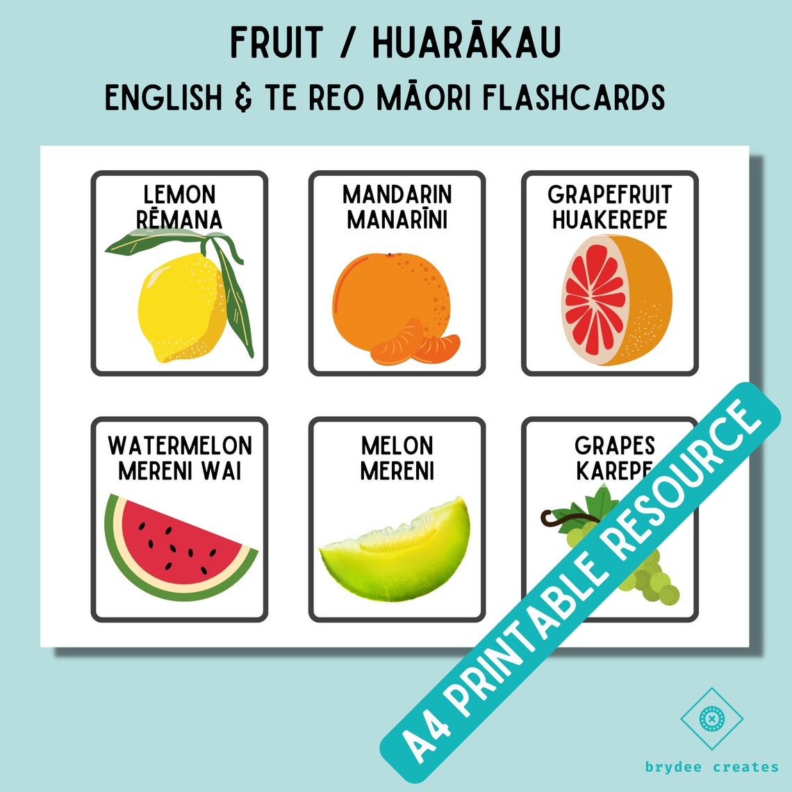 Fruit Huarākau Flashcards English Te Reo Māori - Etsy