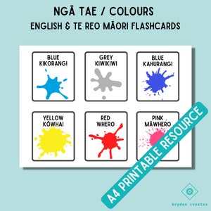 Colours Ngā Tae Flashcards English Te Reo Māori - Etsy