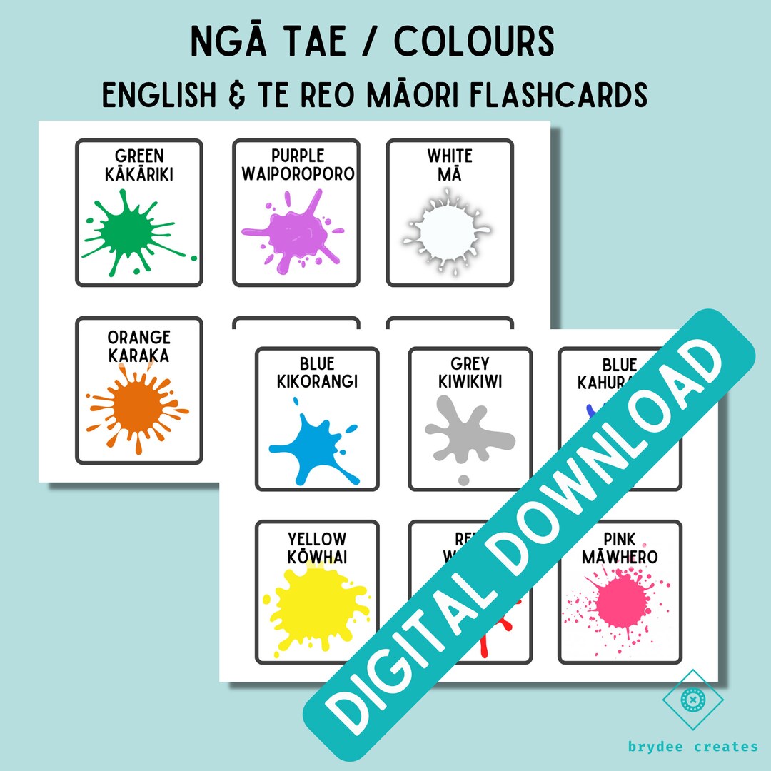 Colours Ngā Tae Flashcards English Te Reo Māori - Etsy