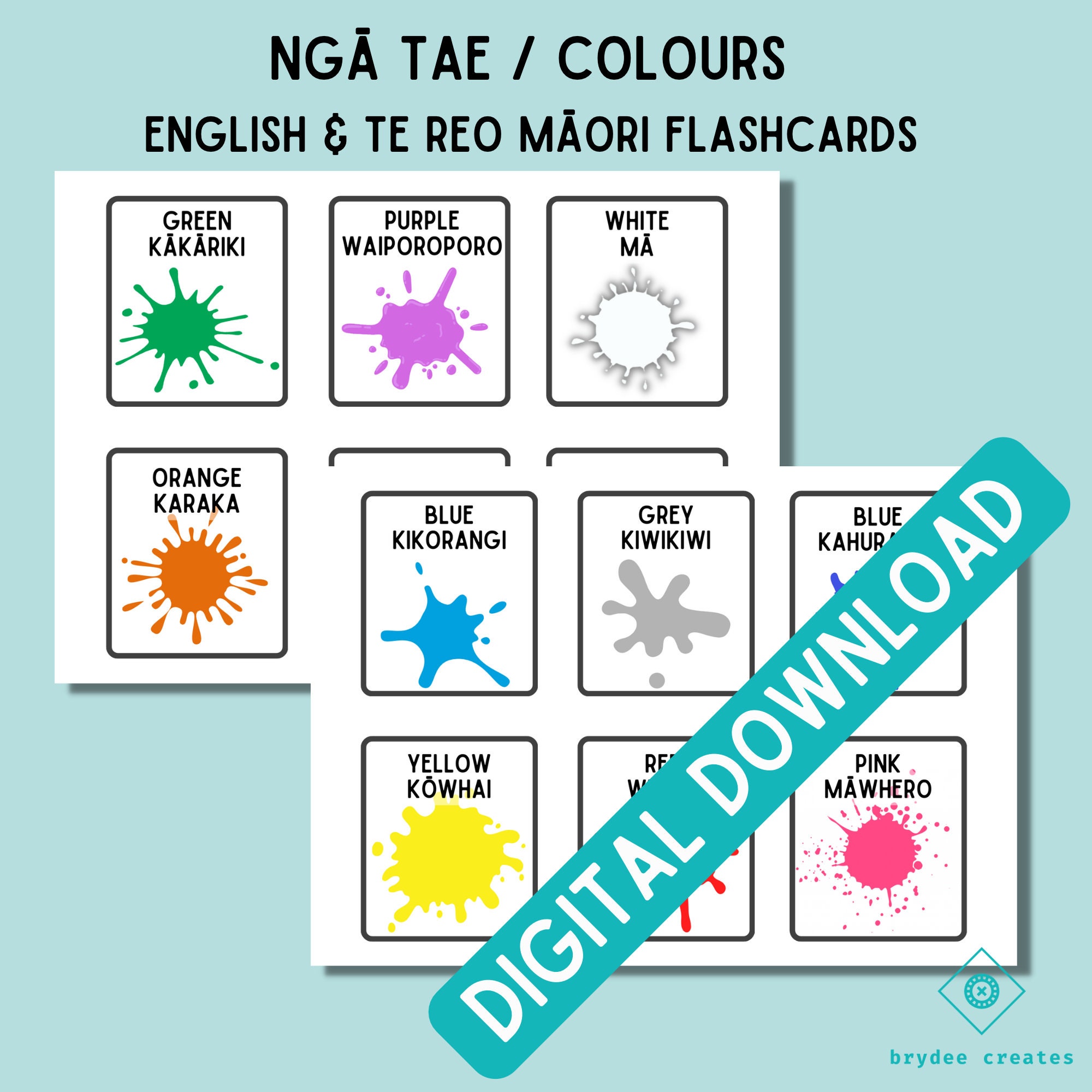 Colours Ngā Tae Flashcards English Te Reo Māori - Etsy