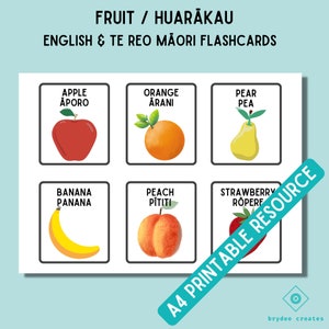 Fruit Huarākau Flashcards English Te Reo Māori - Etsy