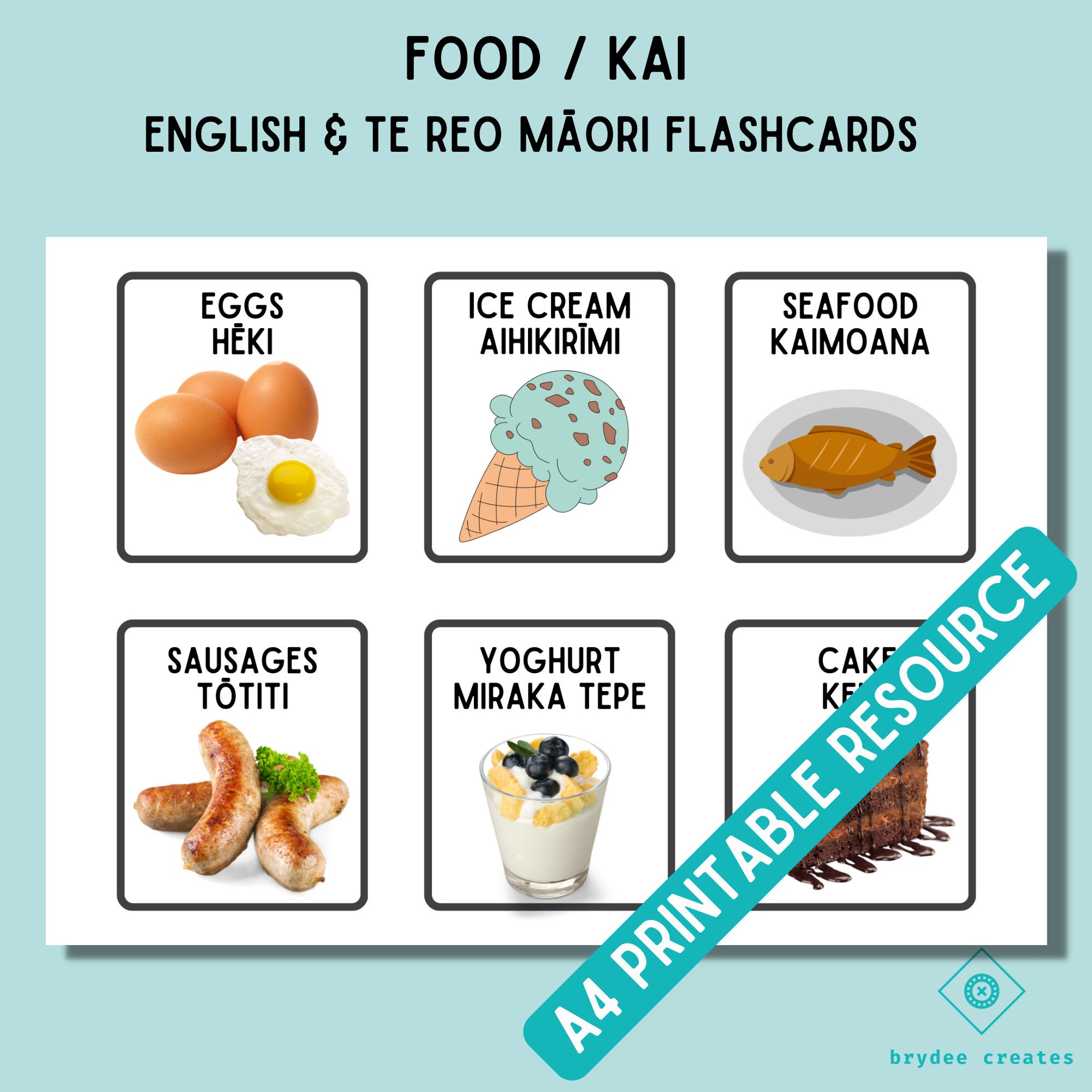 Food Kai Flashcards English Te Reo Māori - Etsy
