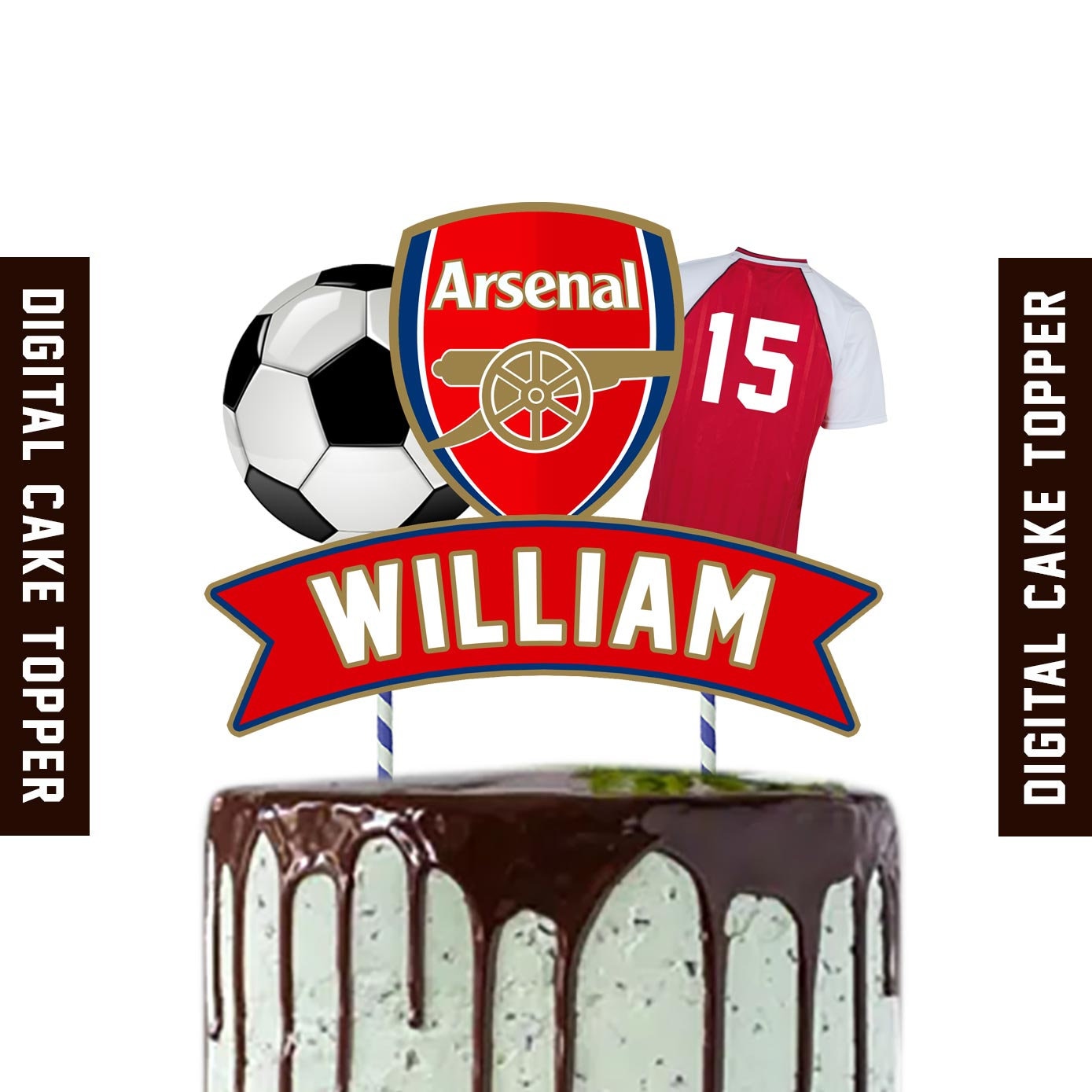 DIGITAL ARSENAL CAKE Topper Birthday - Etsy